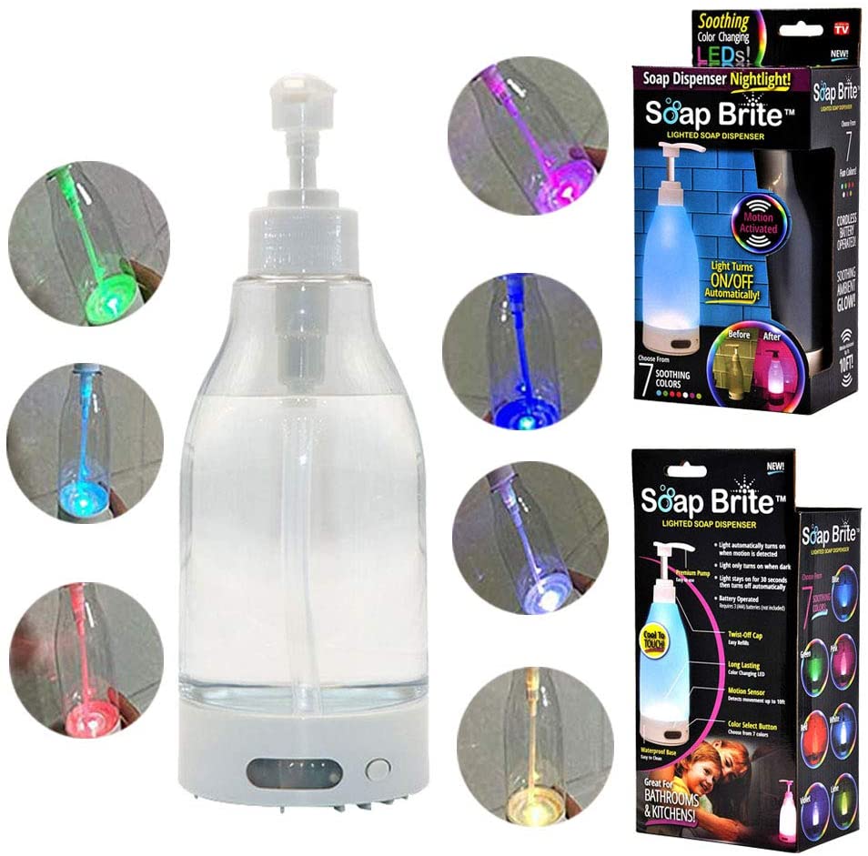 LED Light Wireless Soap Dispenser 7 Colors Motion Activated and 10 Inc
