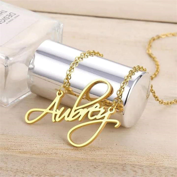The Jewel Lodge Script Calligraphy Customized Gold Color Name Necklace ...
