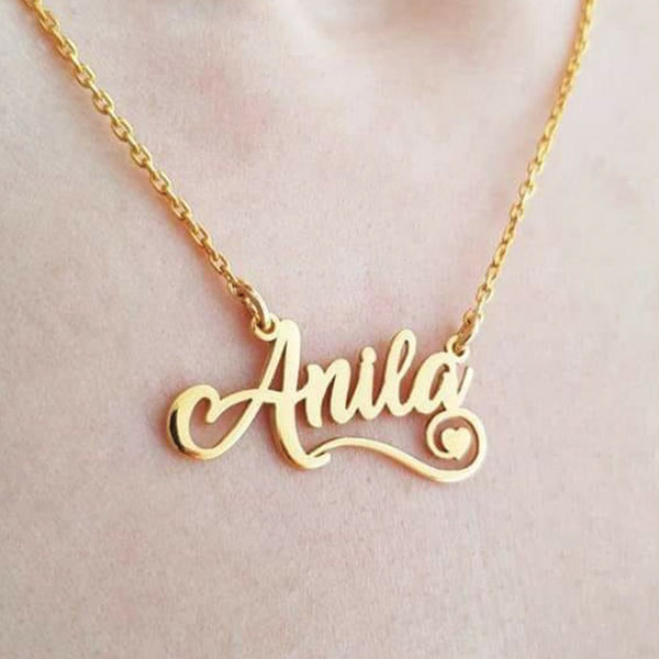 The Jewel Lodge Script Calligraphy Customized Gold Color Name Necklace ...