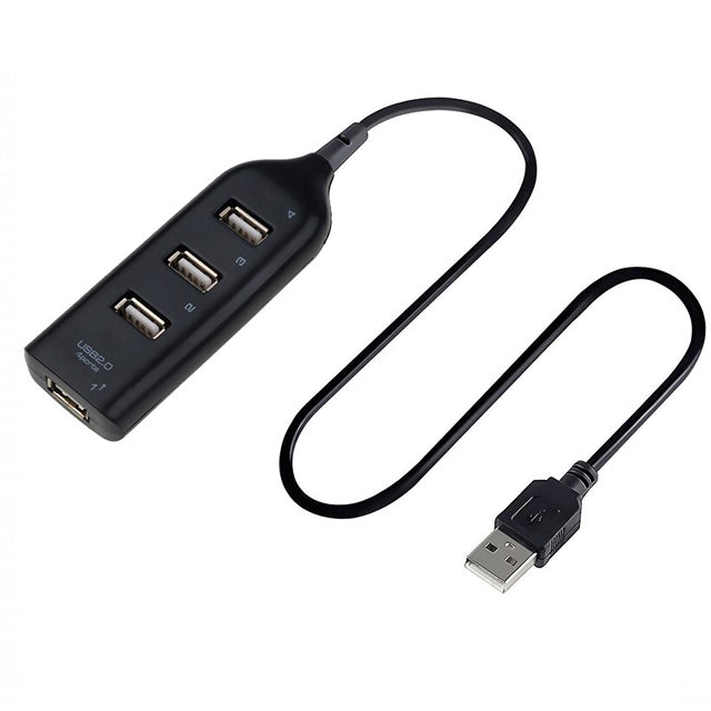 Hi-Speed 1 Meter Cable 4 Port USB Hub For Windows & Mac, Black | 24hours.pk
